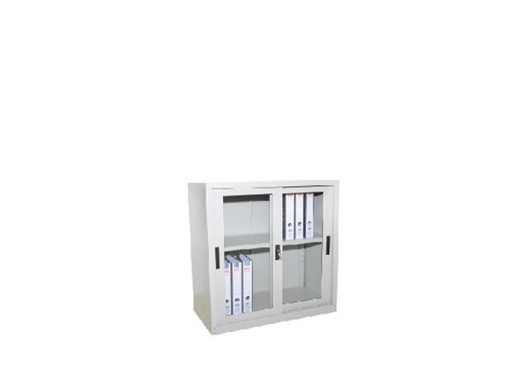 Full height cupboard with steel sliding door – Office Furniture ...
